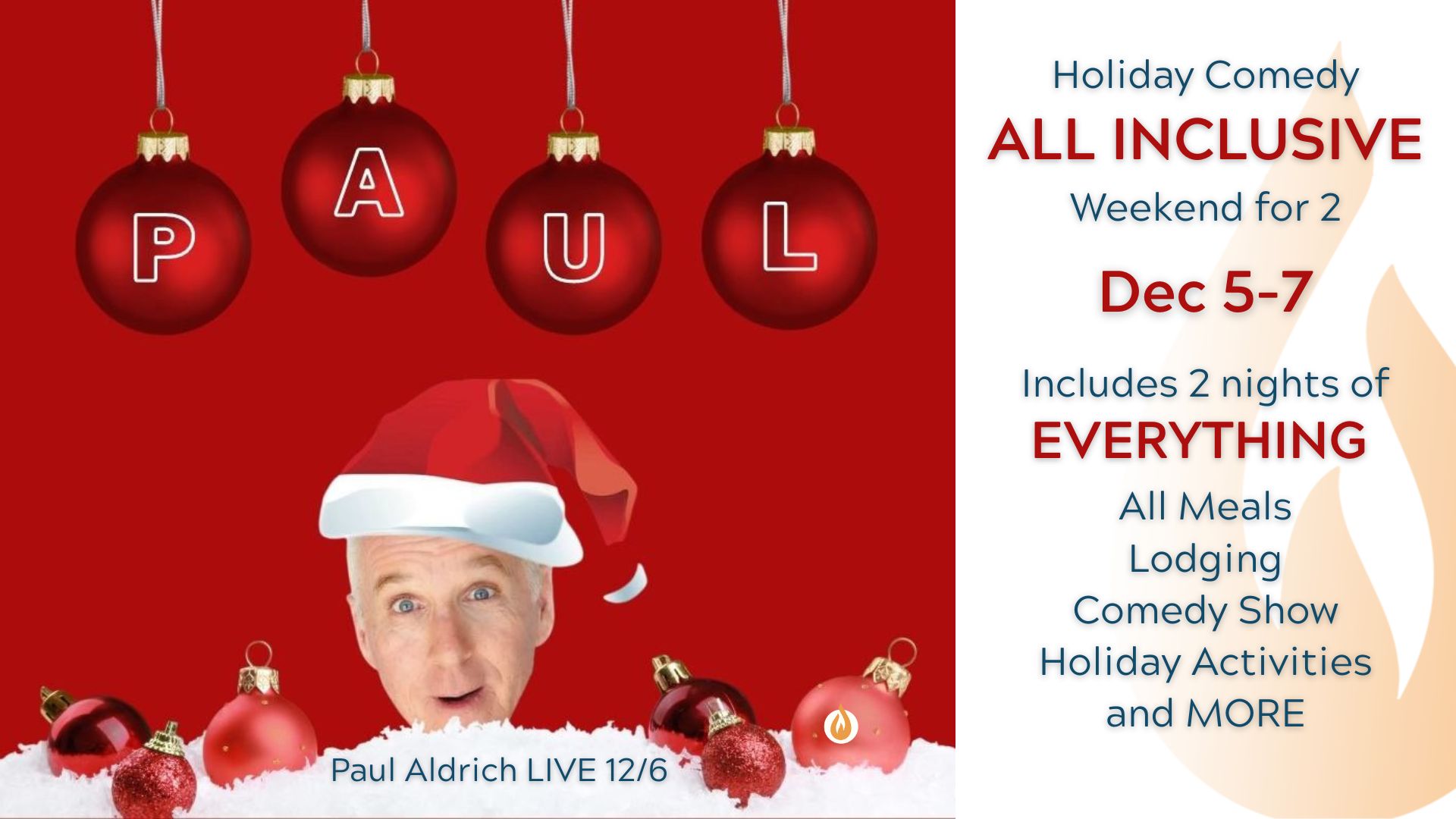 Holiday Themed All Inclusive Weekend at Wildwood Dec 5-7